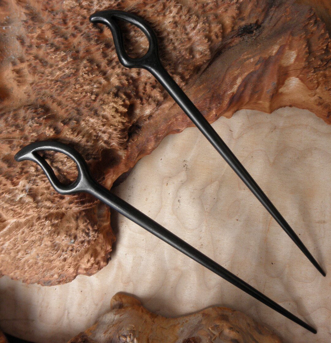 2 Ebony 7 3/4 Inch Long Handmade "raindrop" Hair Stick - Etsy