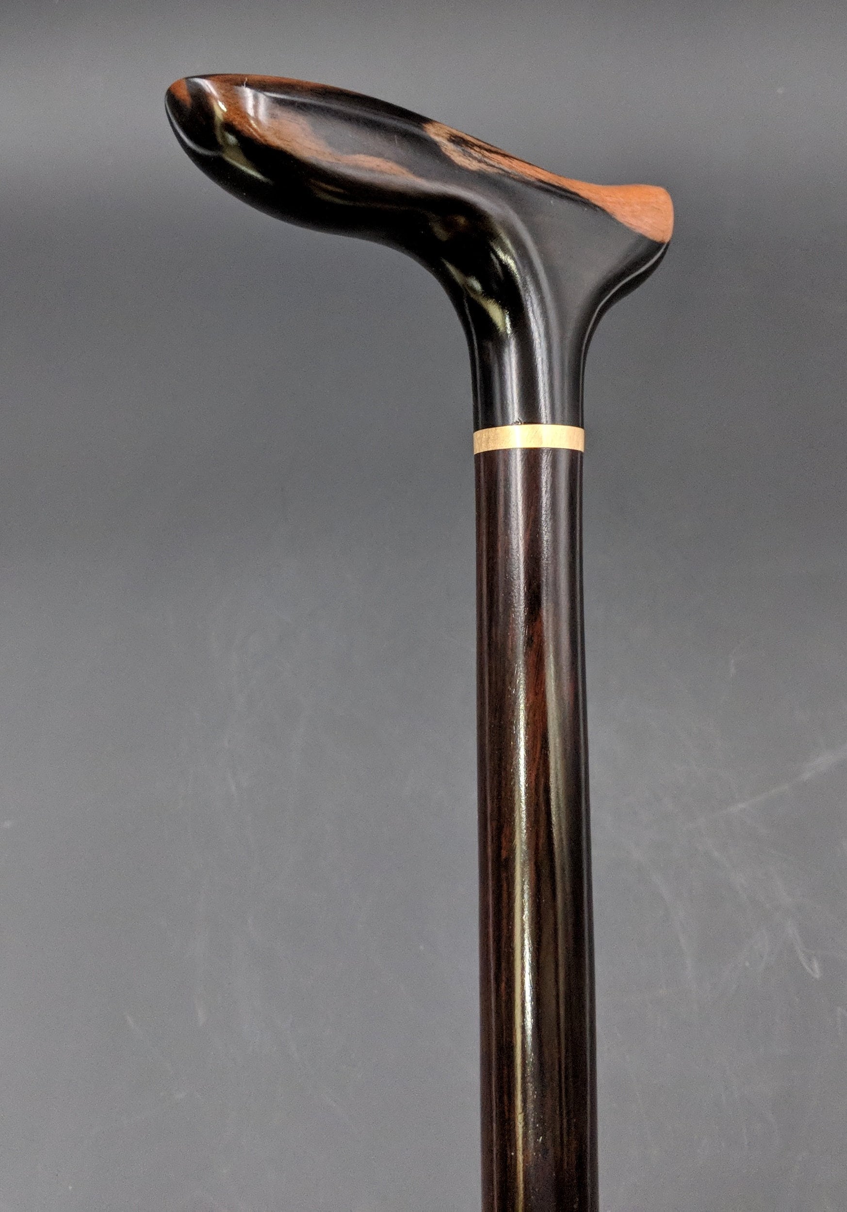 Ebony Walking Stick Cane 36 3/8 Black Dark Brown Stripes Turned Ebony ...
