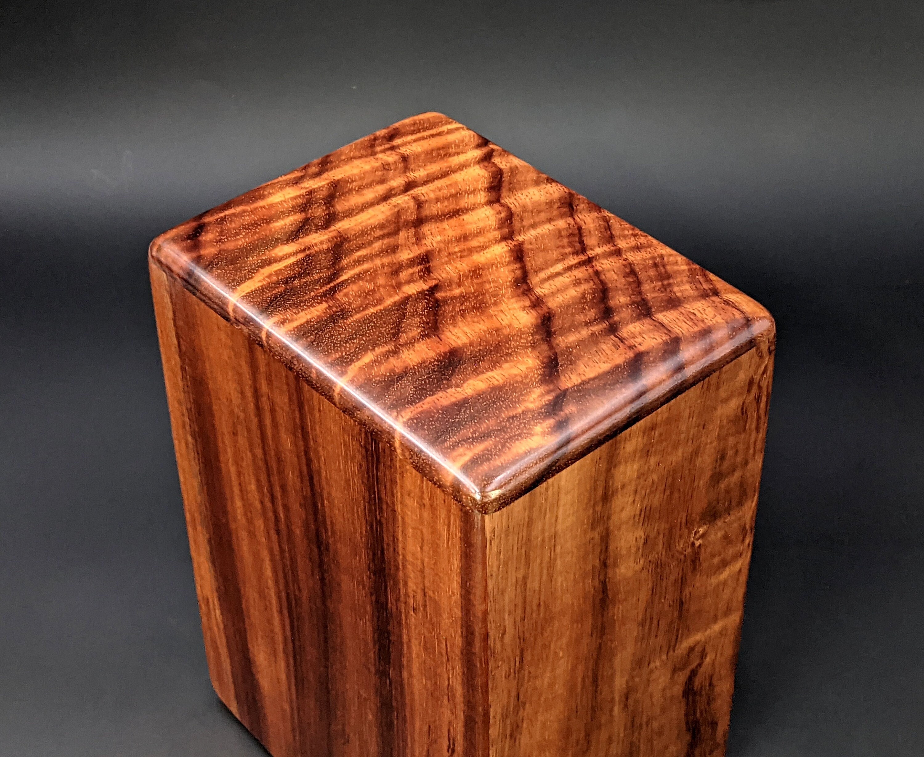 Large Curly Hawaiian Koa Wooden Memorial Cremation Urn... 7wide x 5deep ...