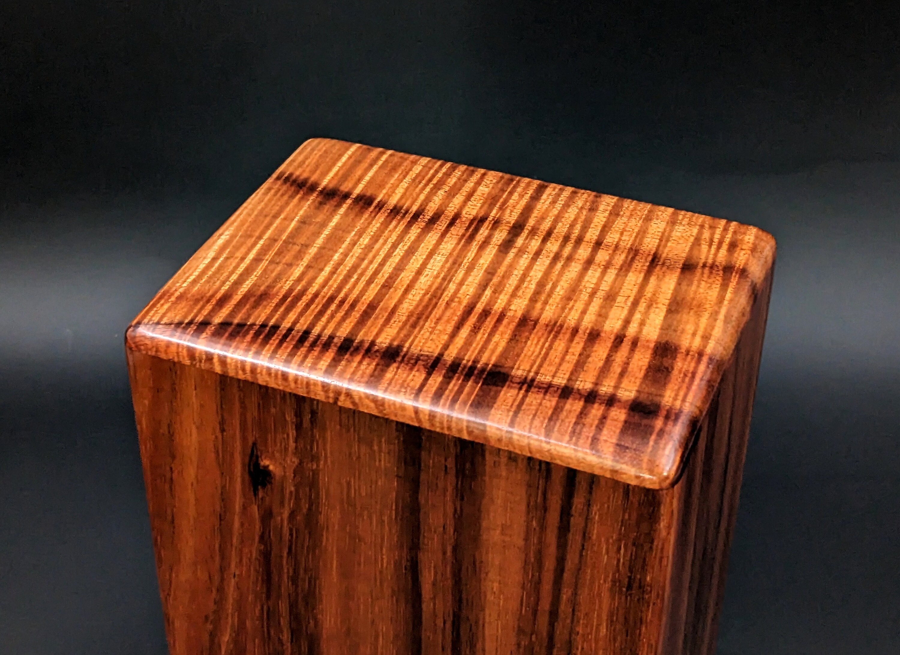 Large Curly Hawaiian Koa Wooden Memorial Cremation Urn... 7wide x 5deep ...