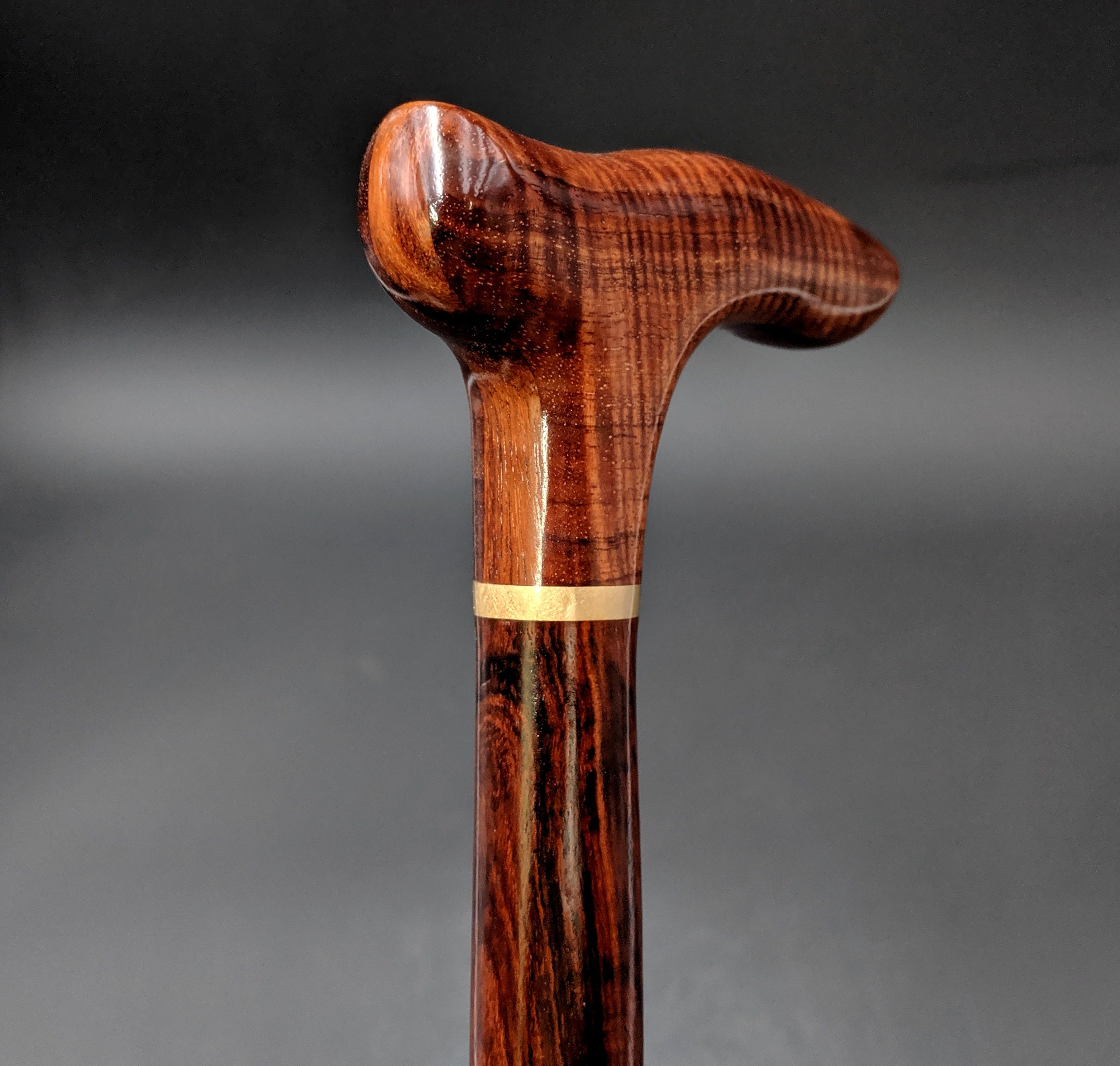 Curly Hawaiian Koa Cane Handle Brown Indian Rosewood Spiral Shaft Cane ...