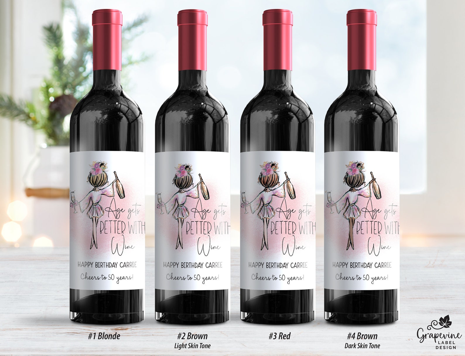 Age Gets Better With Wine Birthday Wine Label - Girl - 4015W - Etsy