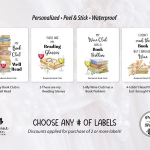 Book Club Wine Bottle Label Choose From 4 Different Labels 17001D - Etsy
