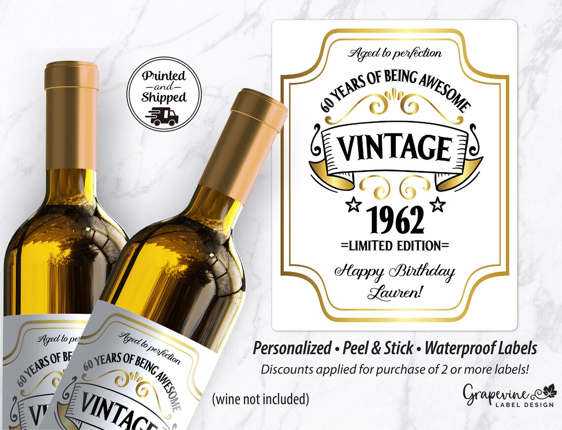 Aged to Perfection Birthday Wine Label Vintage 4011 - Etsy
