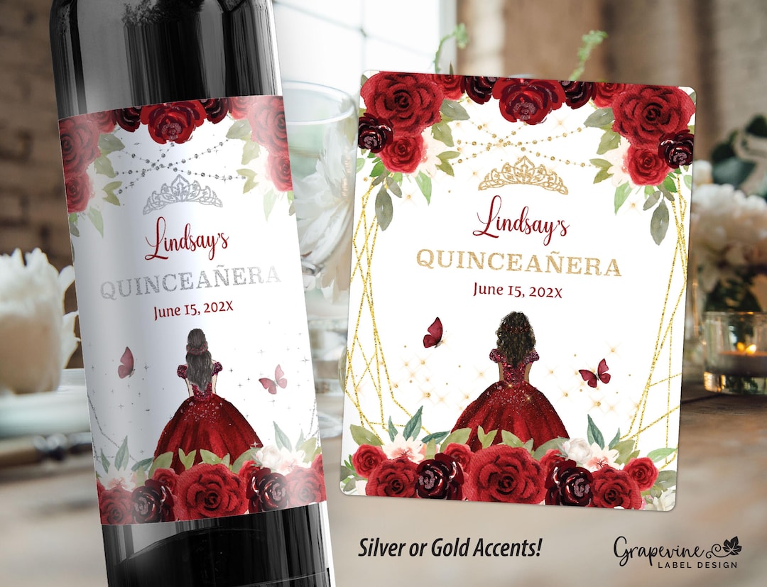Quinceañera Wine Label - Mis Años - Mis Quince - Burgundy - 5001W - Etsy
