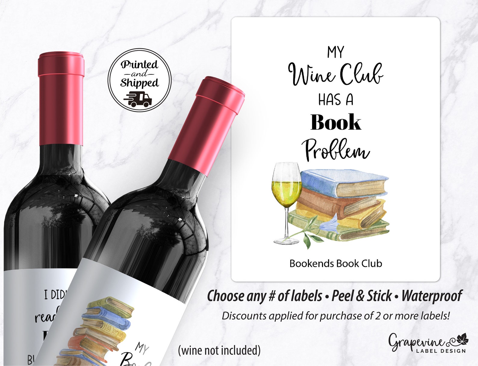 Book Club Wine Bottle Label - Choose From 4 Different Labels - 17001D ...