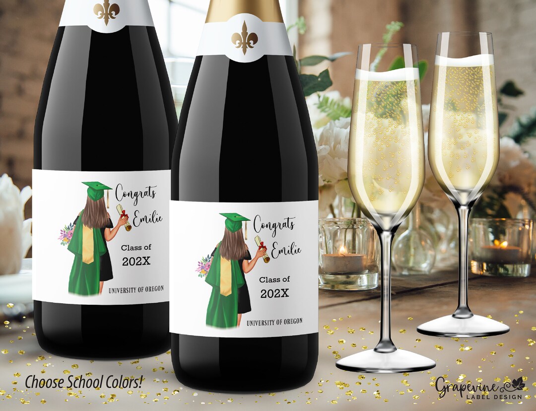 Graduation Champagne Label - Personalized Grad Girl - 15013C - Etsy
