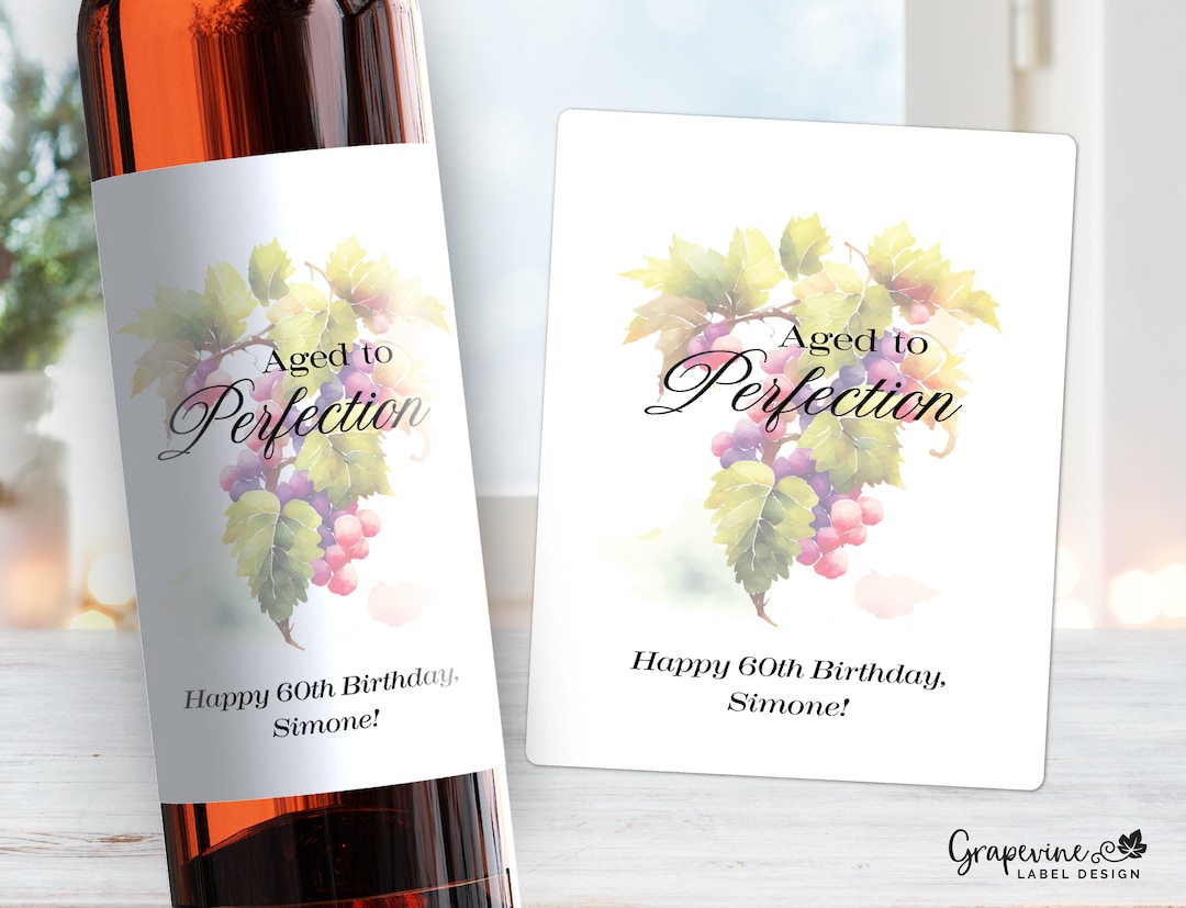 Aged to Perfection Birthday Wine Label - Grapes - 4034W - Etsy