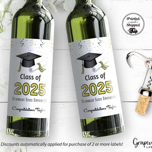 Graduation Wine Label - Personalized Grad Party - Choose School Colors ...