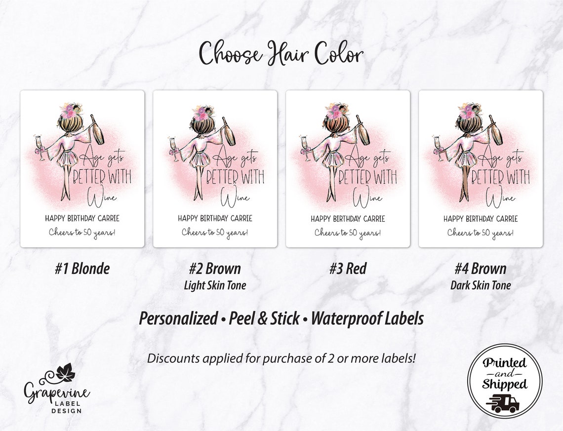 Age Gets Better With Wine Birthday Wine Label Girl 4015 - Etsy
