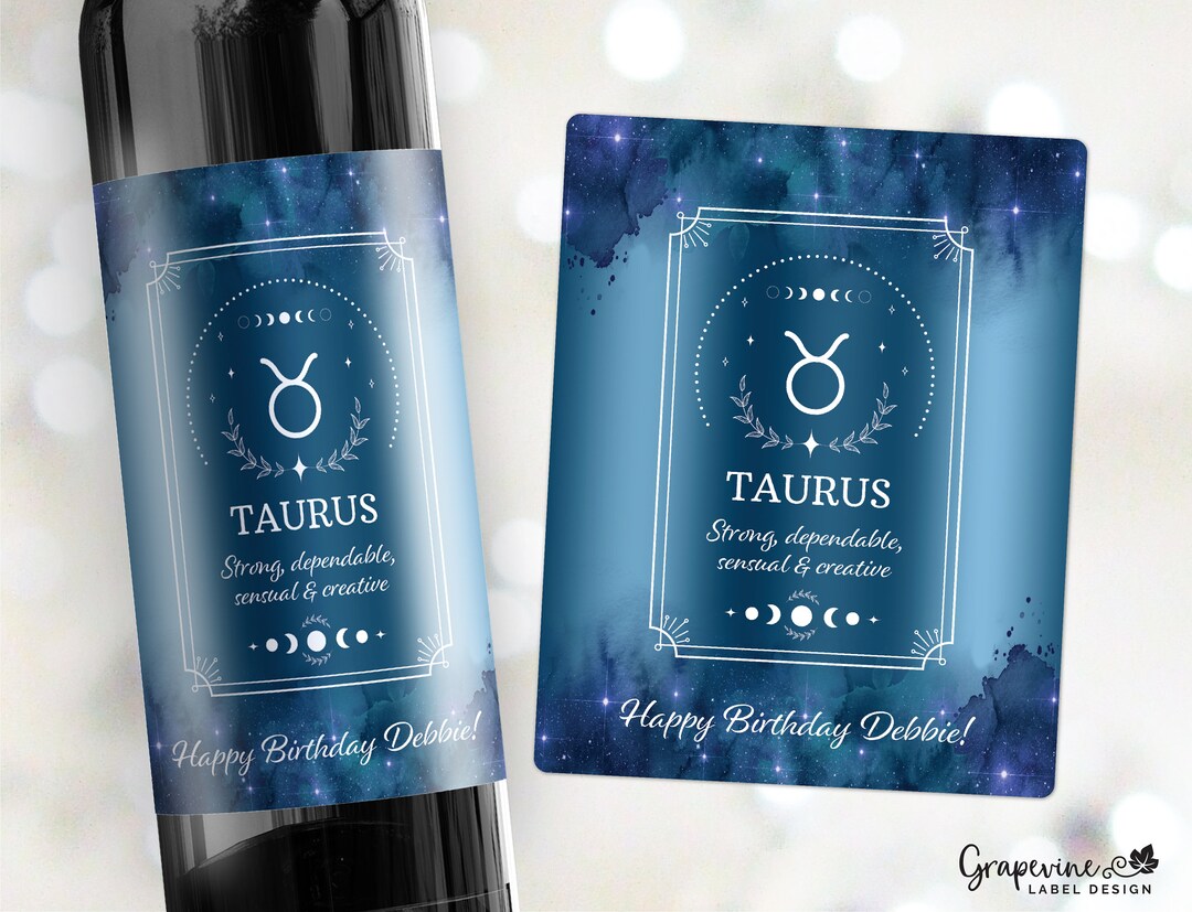 Zodiac Wine Bottle Labels - Horoscope Blue - 4004W - Etsy