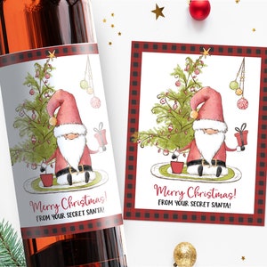 Secret Santa Christmas Holiday - Gift Wine Label - 14004C - Etsy