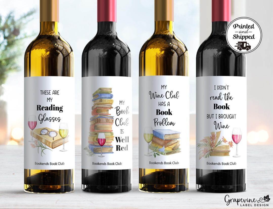 Book Club Wine Bottle Label - Choose From 4 Different Labels - 17001D ...