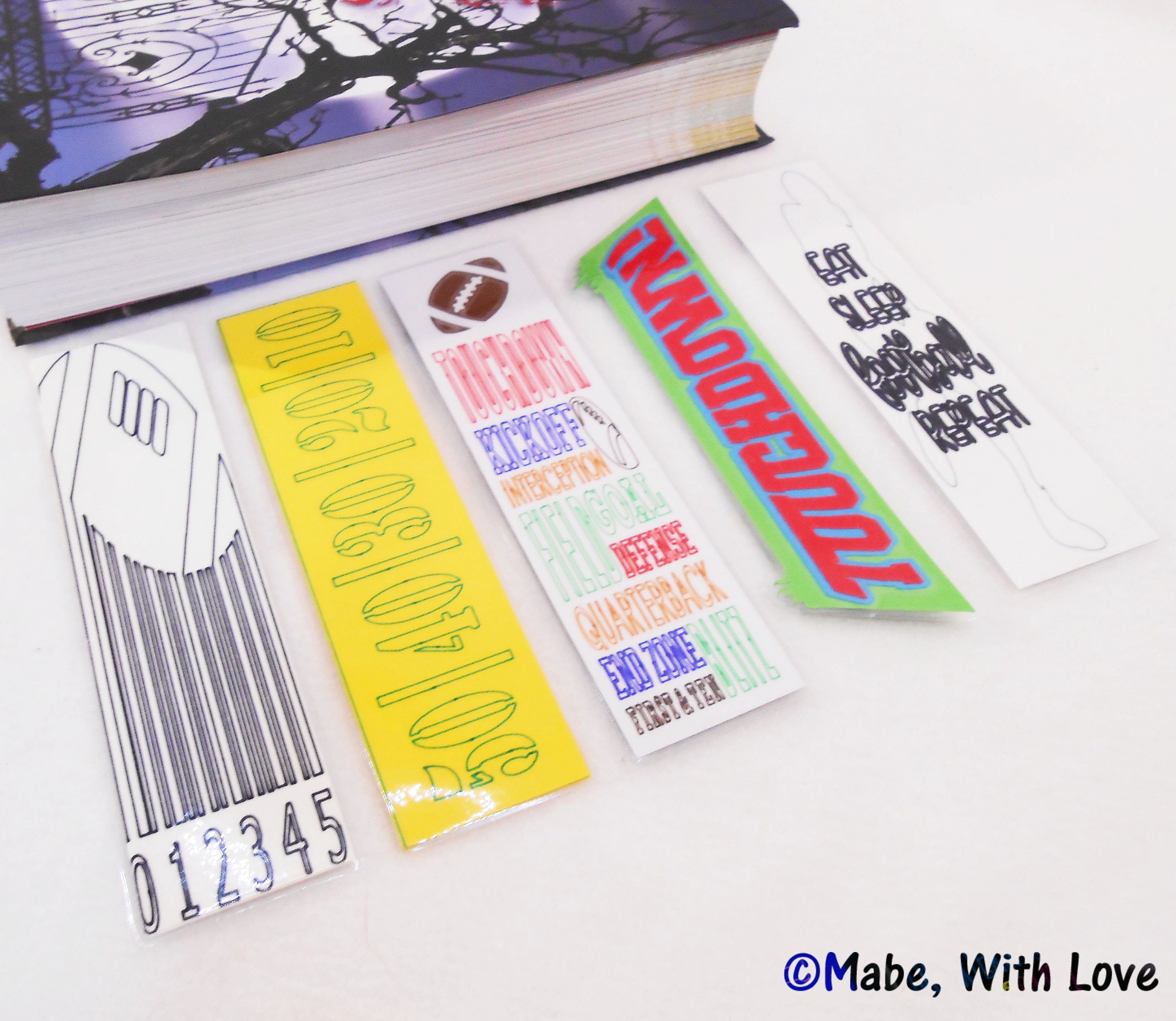 Laminated Football Bookmarks Handmade Bookmarks for Boys | Etsy