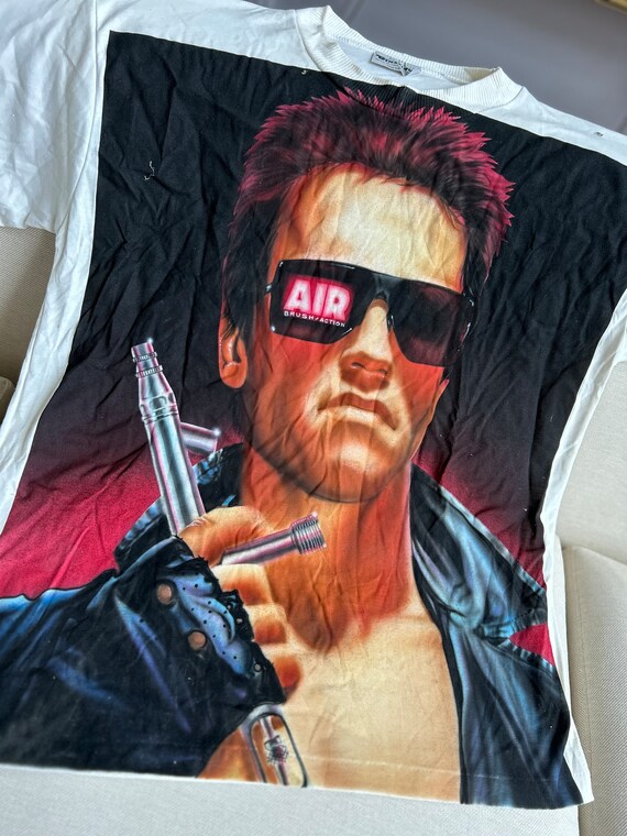 Vintage Airbrushed Terminator T-Shirt Original Arnold… - Gem
