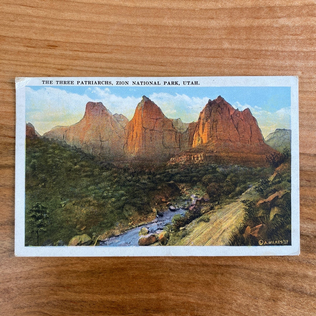 Vintage Zion National Park Postcard - the Three Patriarchs - Etsy