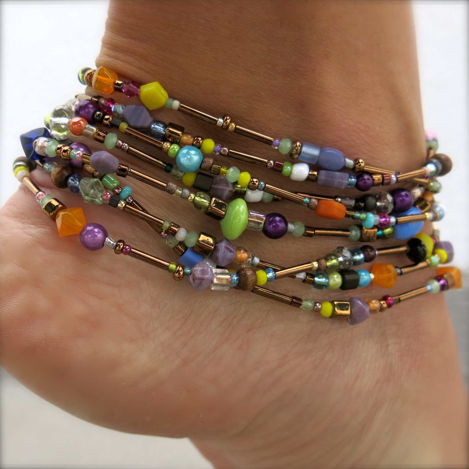 MADE TO ORDER // Multicolored Layered Bead Necklace - Etsy