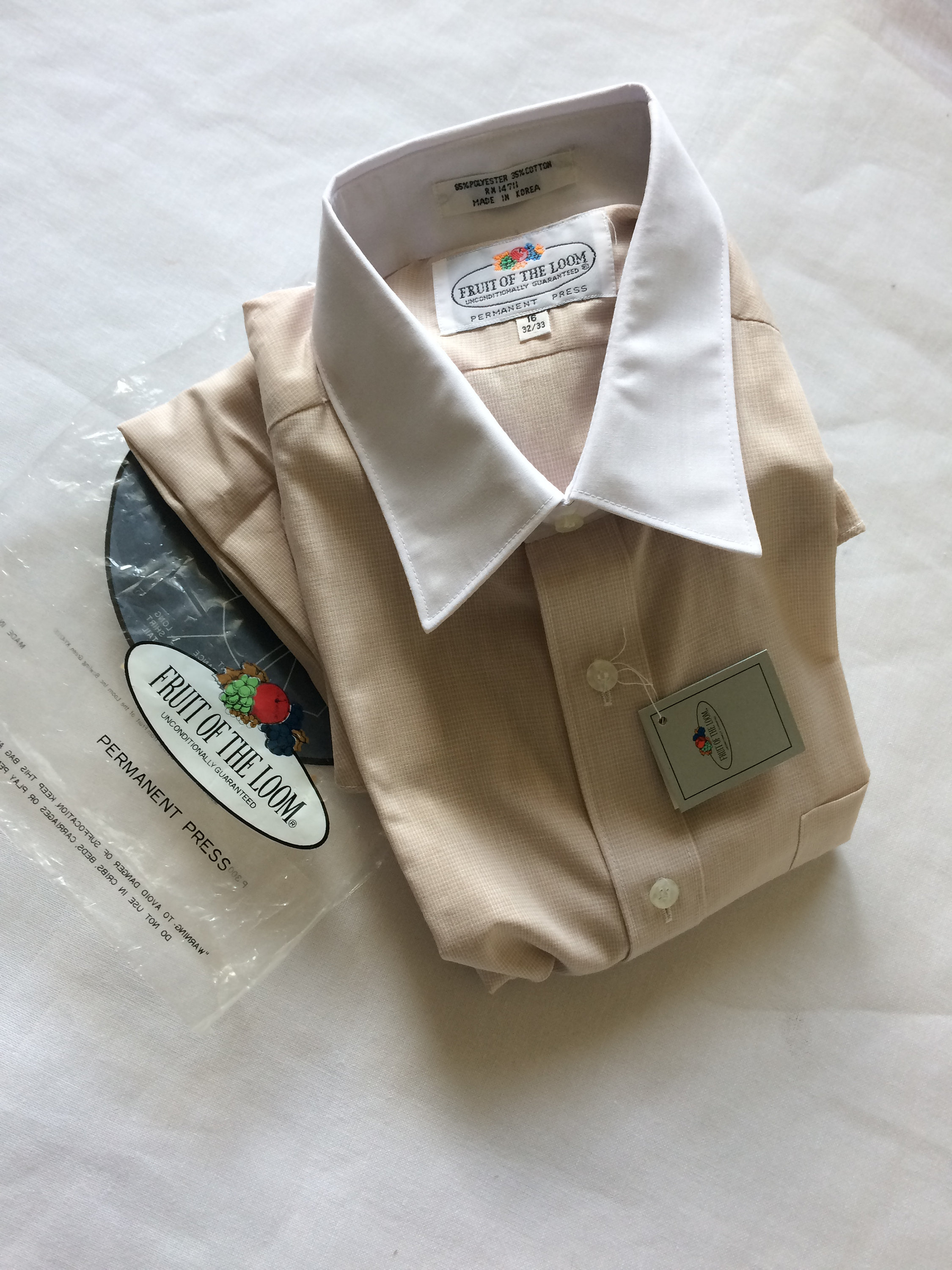 Vintage Mens 70s White Collar Banker Shirt 16 FRUIT of the LOOM - Etsy