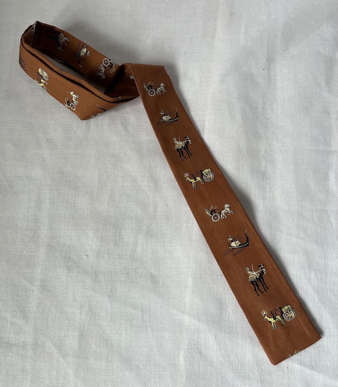 Vintage Skinny 2" Square End Necktie TRANSPORTATION Print Pop Art ...