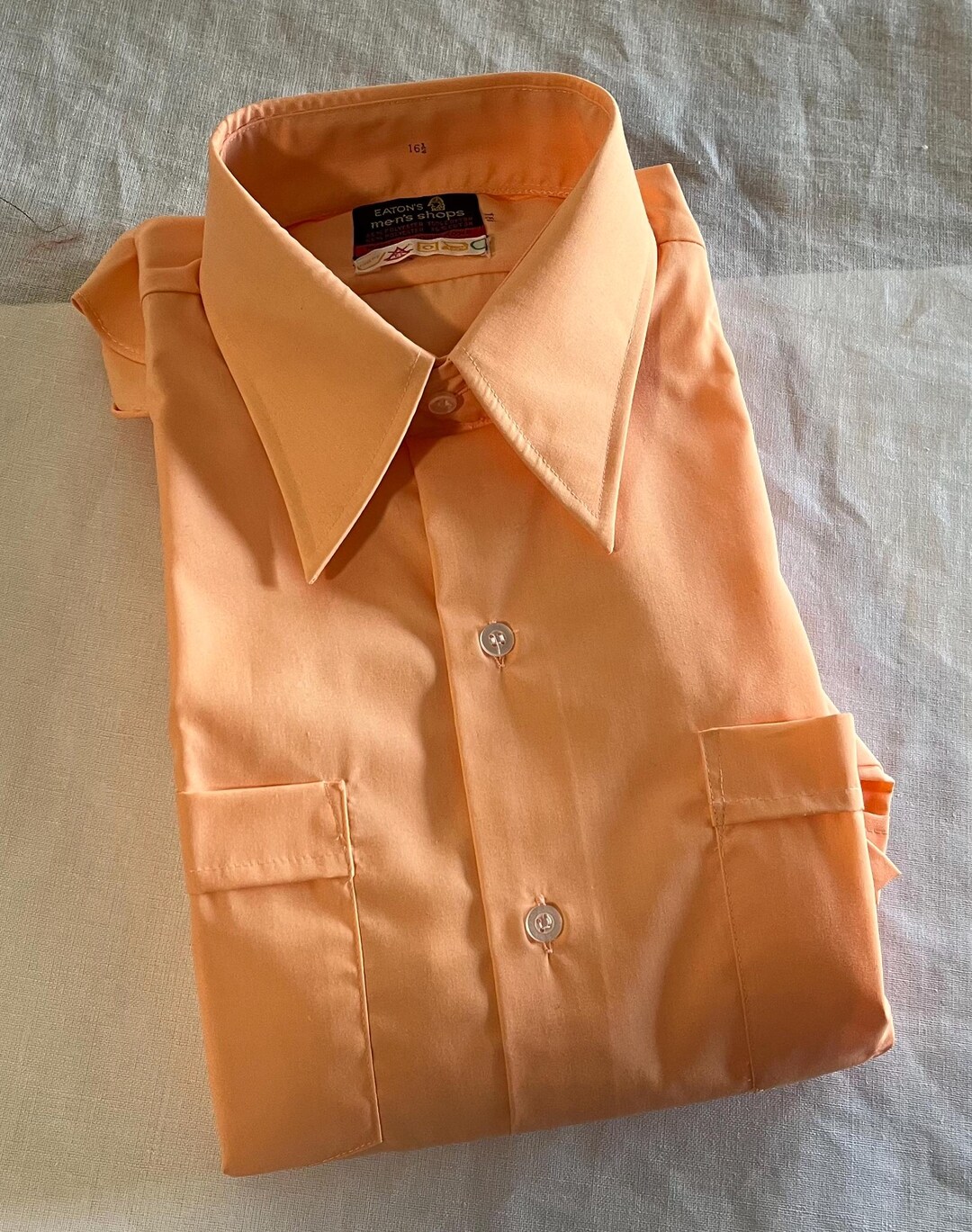 Vintage 70s Mens Shirt 16 1/2 Big Collar EATON'S Permanent Press - Etsy