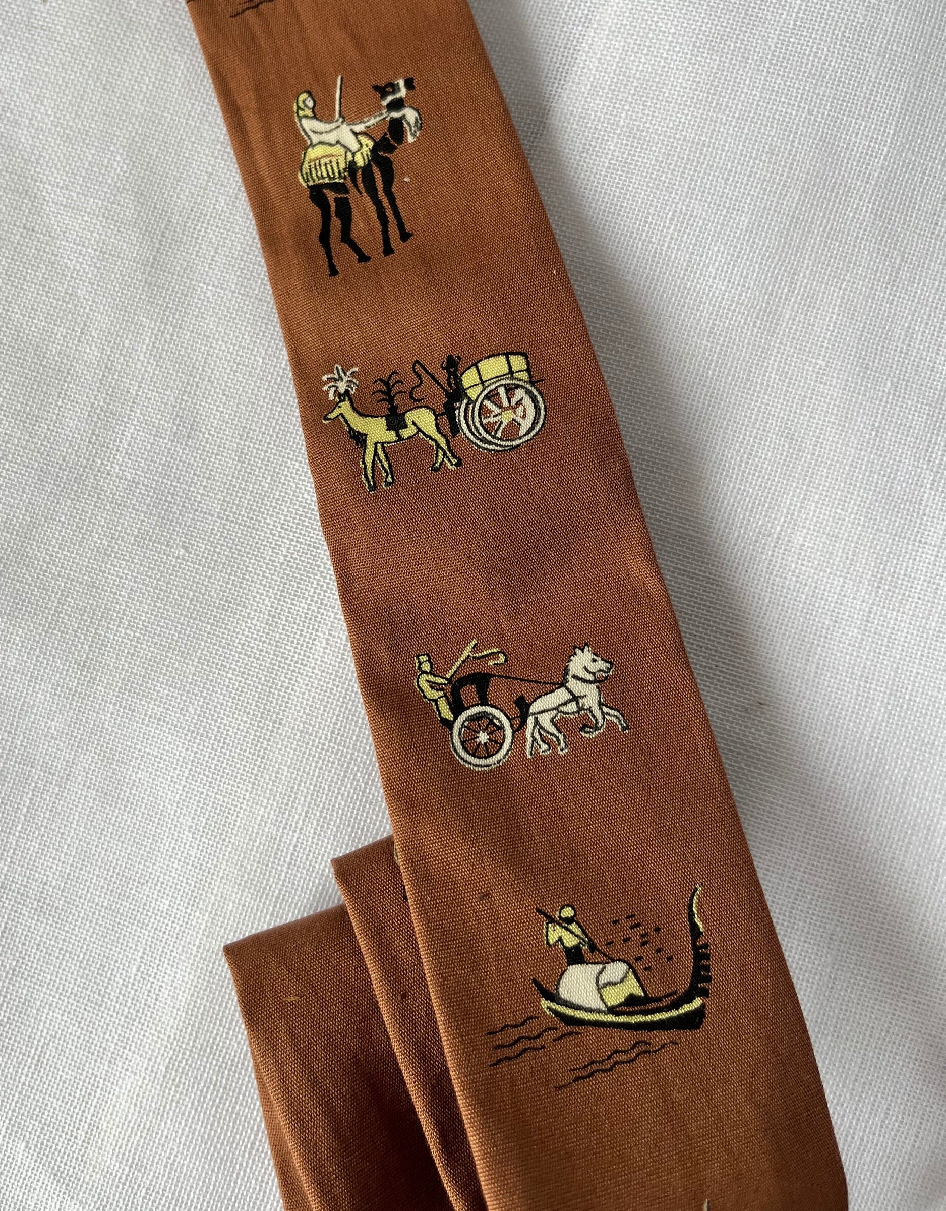 Vintage Skinny 2" Square End Necktie TRANSPORTATION Print Pop Art ...