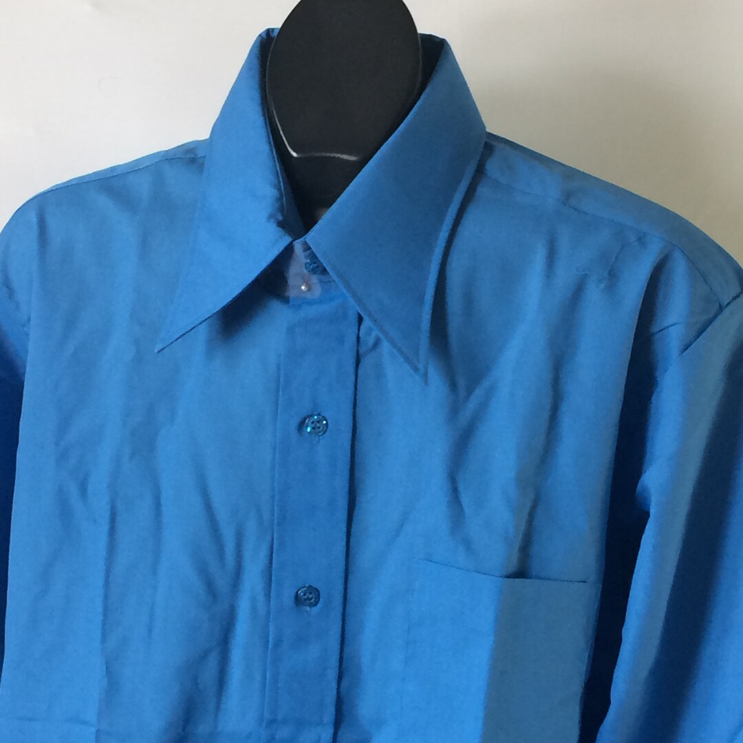 Vintage Mens 70s Dress Shirt BIG Collar 16 BUD BERMA Geek Chic - Etsy