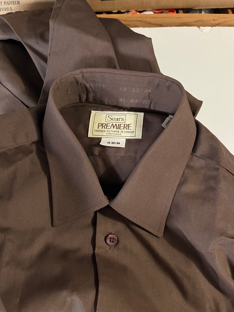 Vintage Mens 70s 80s Dress Shirt 2 1/2" Collar 16 SEARS Canada - Etsy