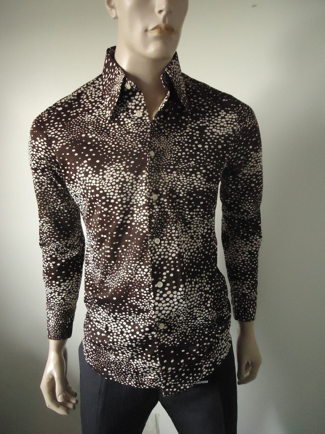 Vintage 70s Mens Disco Shirt Spotted Print M NOS Oleg Cassini - Etsy