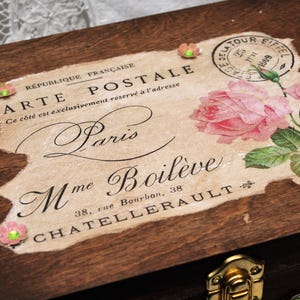 Memory Box, Personalized Walnut and Vintage Rose Storage Box, Keepsake ...