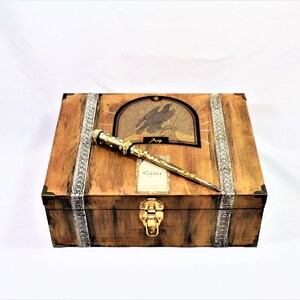 Wizard Storage Box air Element Wizard Wand Wood Box spells and Potion ...