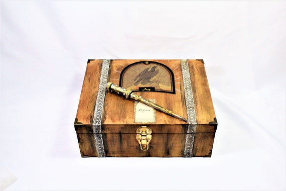Wizard Storage Box Air Element Wizard Wand Wood Box Spells | Etsy