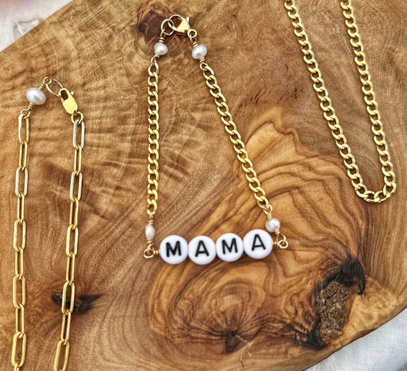 MAMA Letter Bead Connector for Permanent Jewelry or Charms Wire Wrapped ...