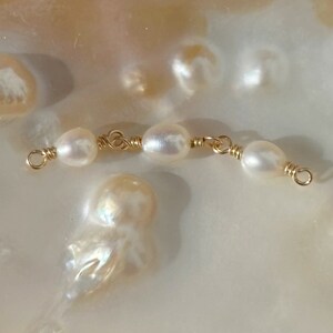 3 Pearl Connectors attached Set for Permanent Jewelry or Charms Wire ...