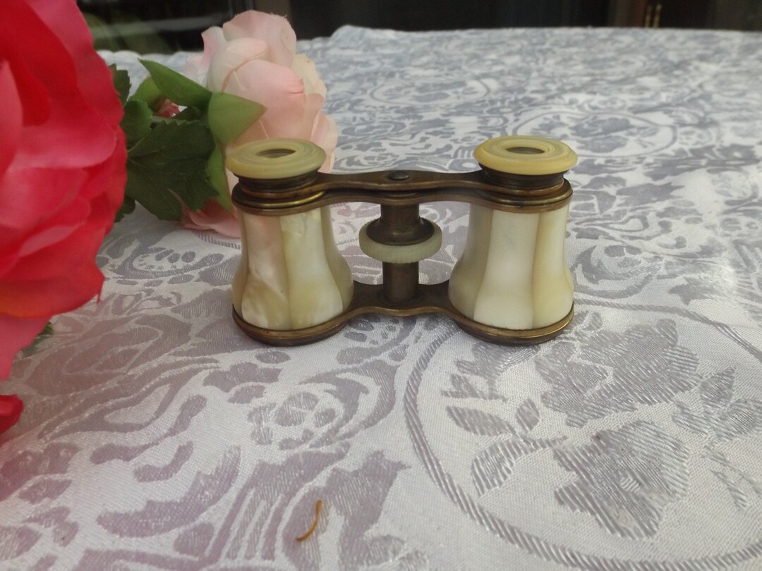 Small Mother of Perl and Brass Antique Theater Binoculars Opera Glasses ...
