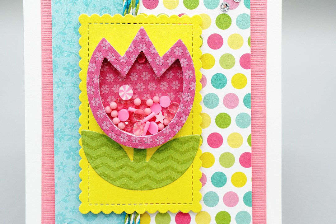 Spring Tulip Shaker Card~ Handmade Card~ Easter Flowers - Etsy