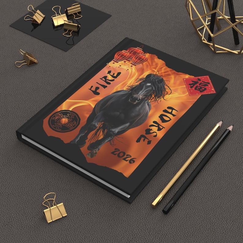 Fire Horse Black Stallion 2026 Hardcover Journal ,chinese Lanterns ...