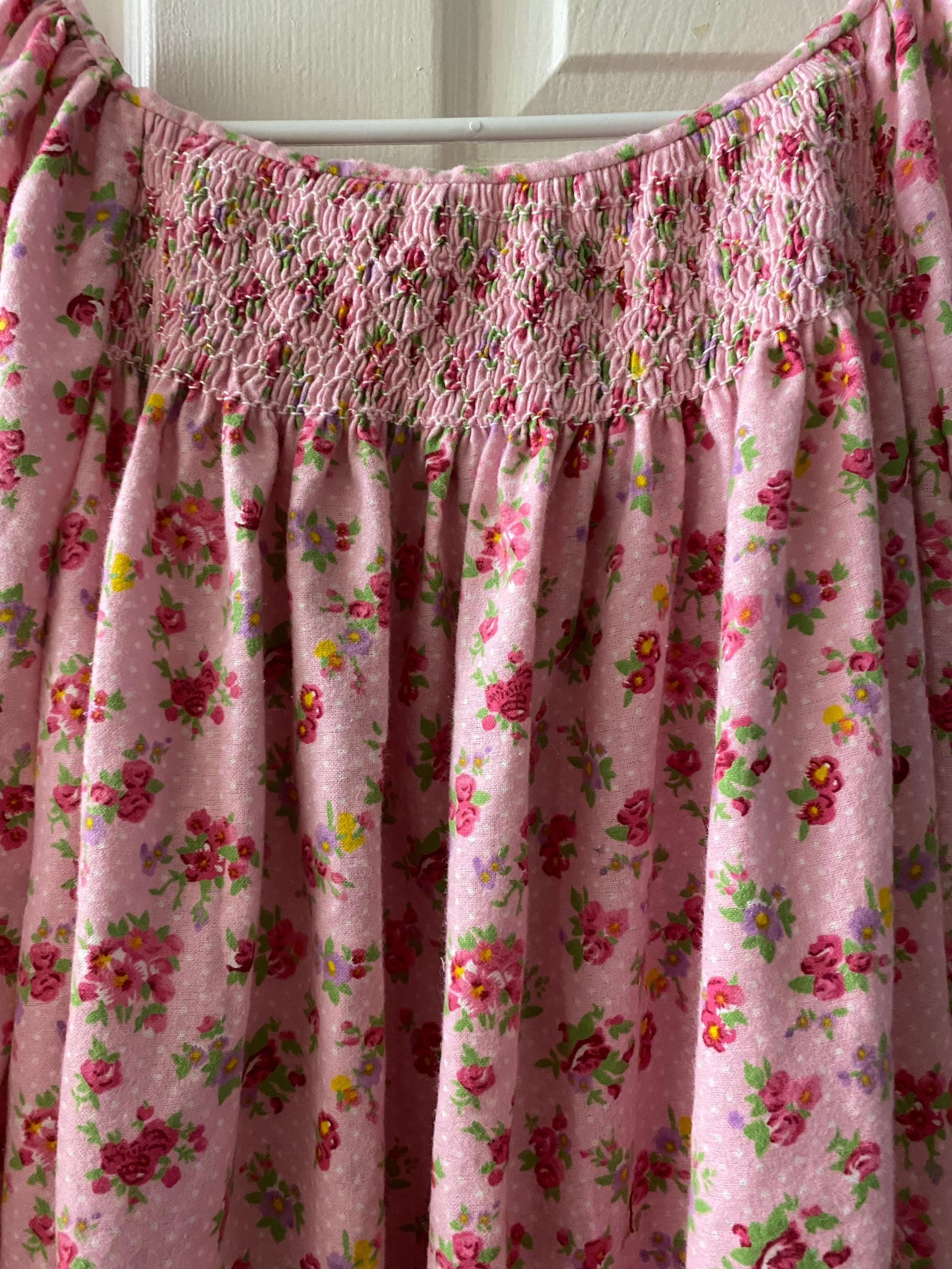 Smocked Flannel Nightgown - Etsy