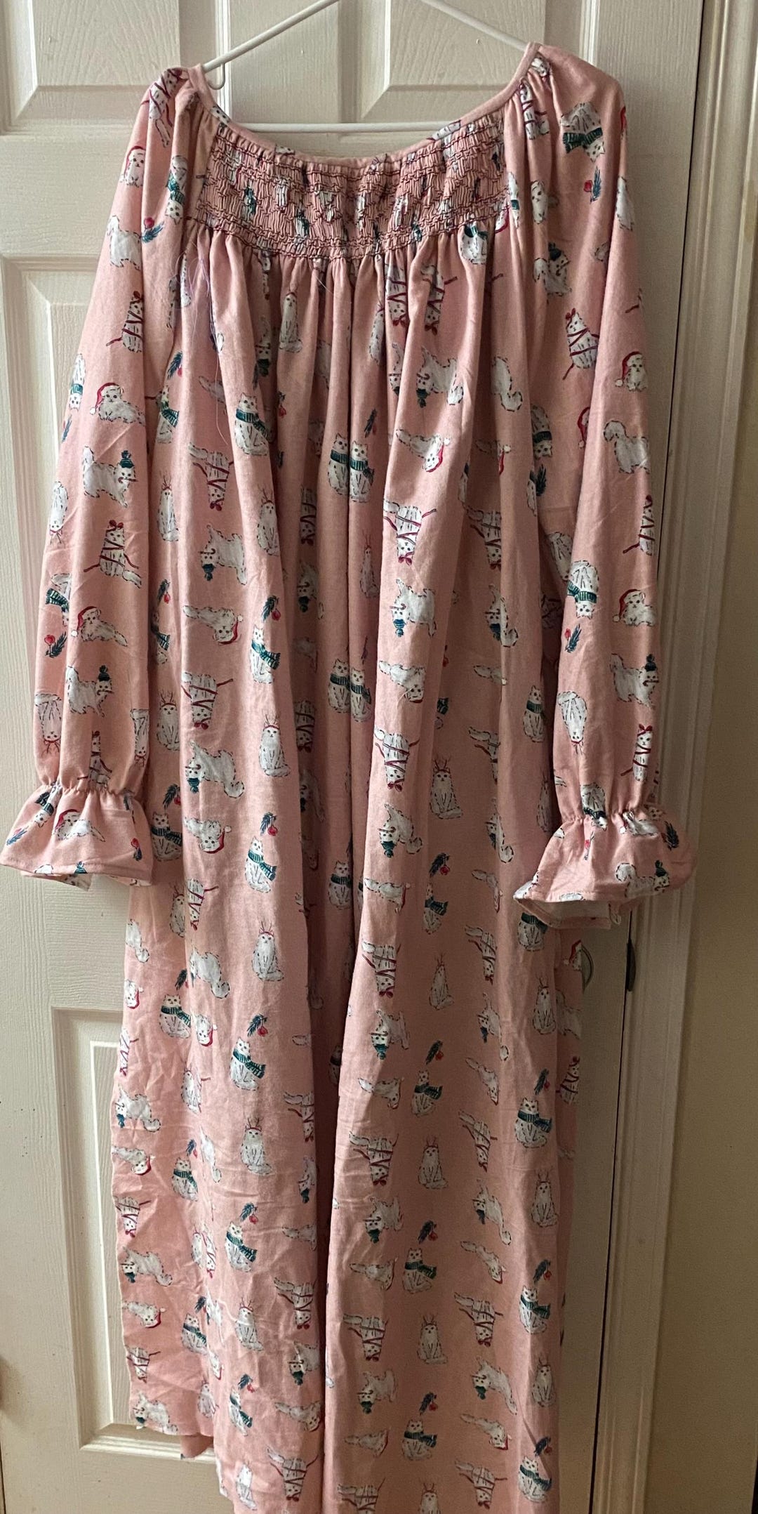 Smocked Flannel Nightgown - Cats - Etsy