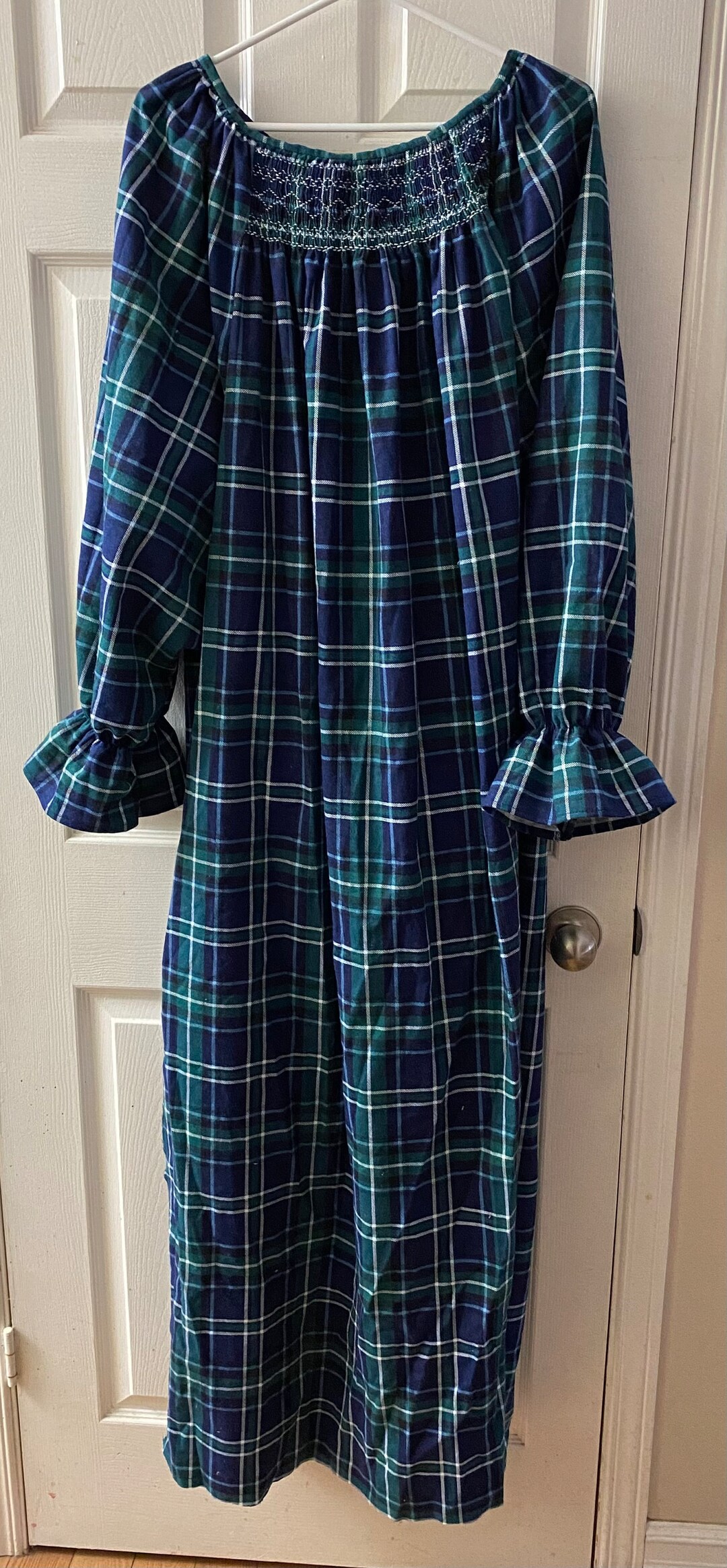 Smocked Flannel Nightgown - Etsy