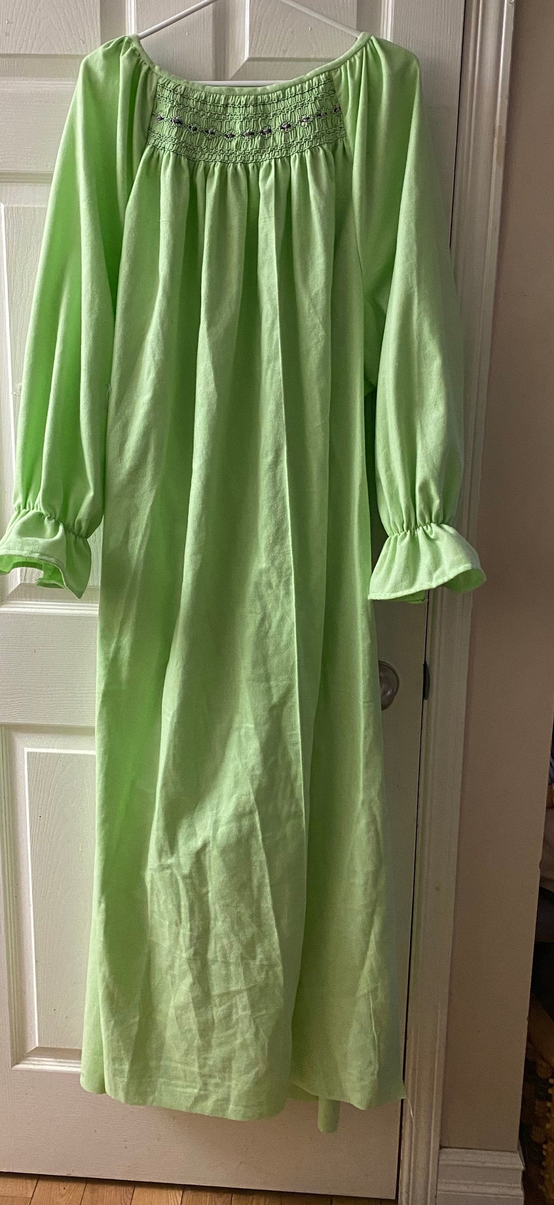 Smocked Flannel Nightgown - Etsy