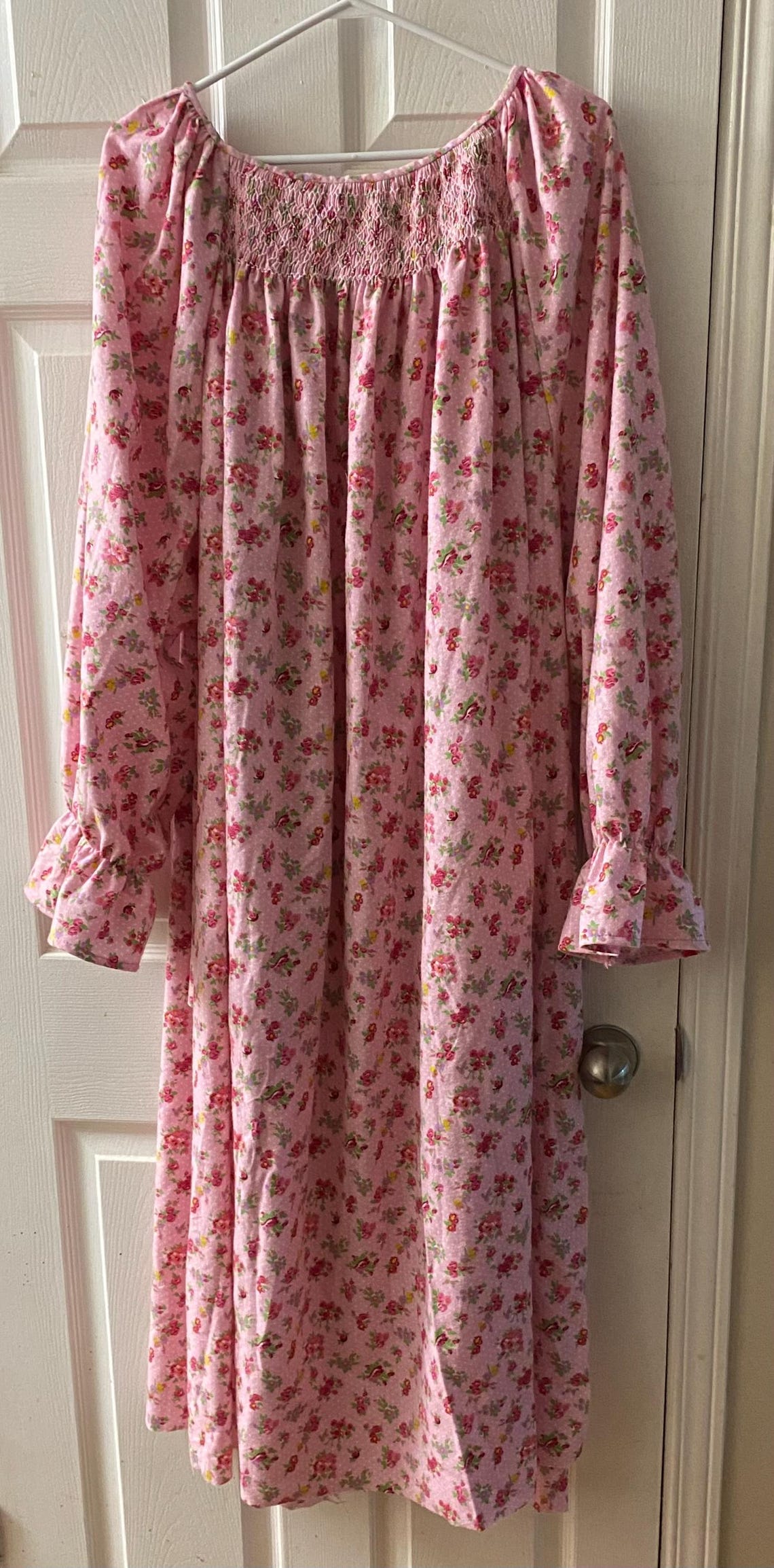 Smocked Flannel Nightgown - Etsy
