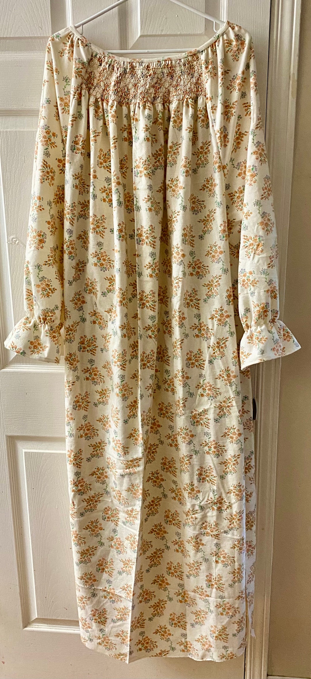 Smocked Flannel Nightgown - Etsy