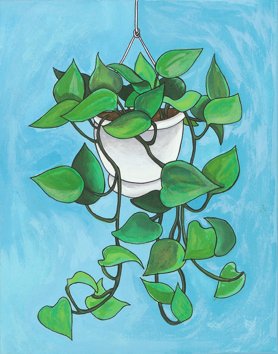 Pothos Plant Original Watercolor Painting, Pothos Plant Gift, Plant ...