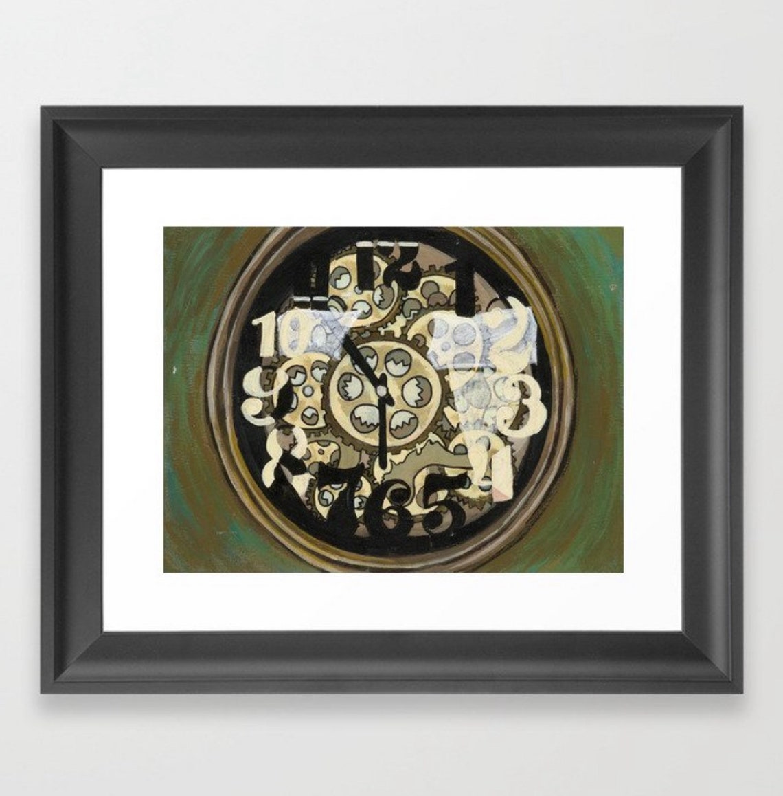 Antique Clock Art Print, Clock Artwork, Living Room Wall Decor ...