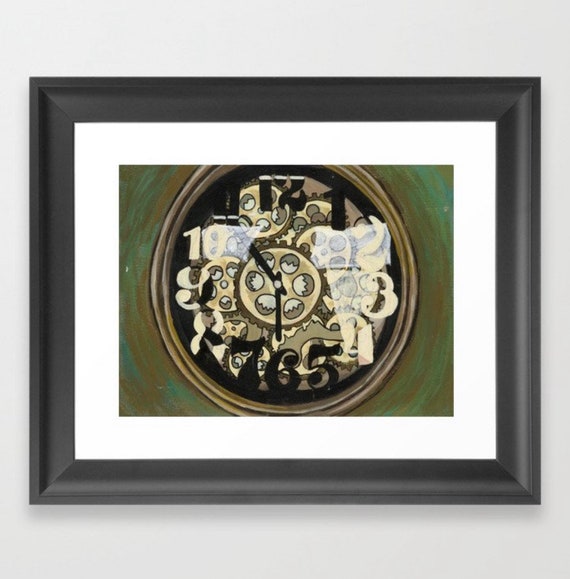 Antique Clock Art Print Clock Artwork Living Room Wall | Etsy