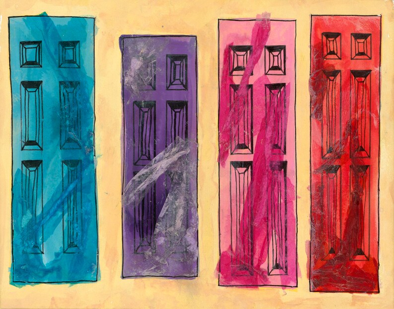 Abstract Art, Door Artwork, Mixed Media Art Print, Colorful Wall Decor ...