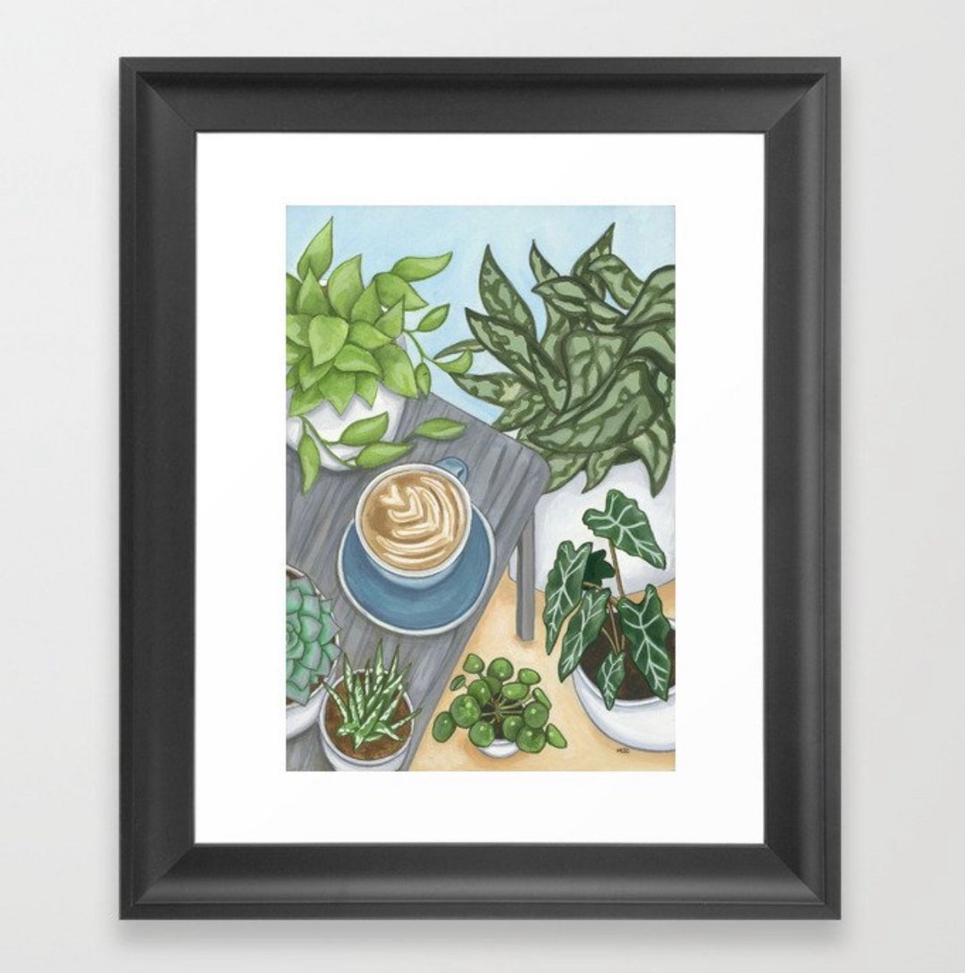 Coffee and Houseplants Print, Plant Lover Gift, Pothos, Succulent ...