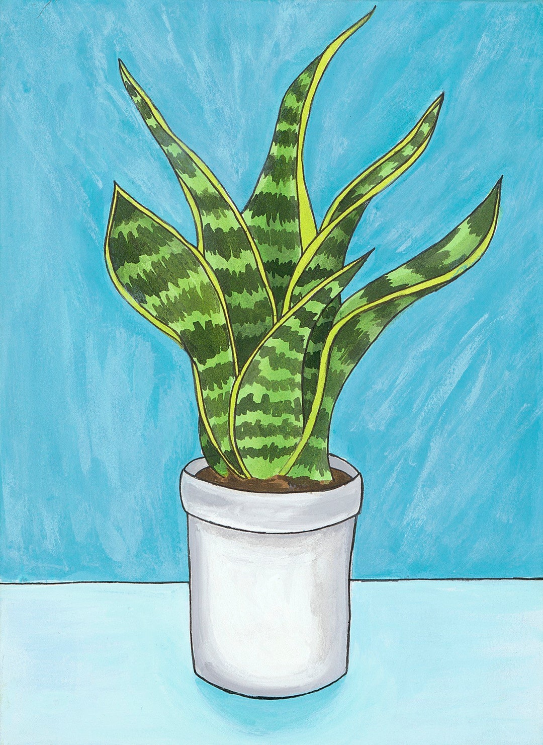 Snake Plant Original Watercolor Painting, Snake Plant Gift, Plant ...