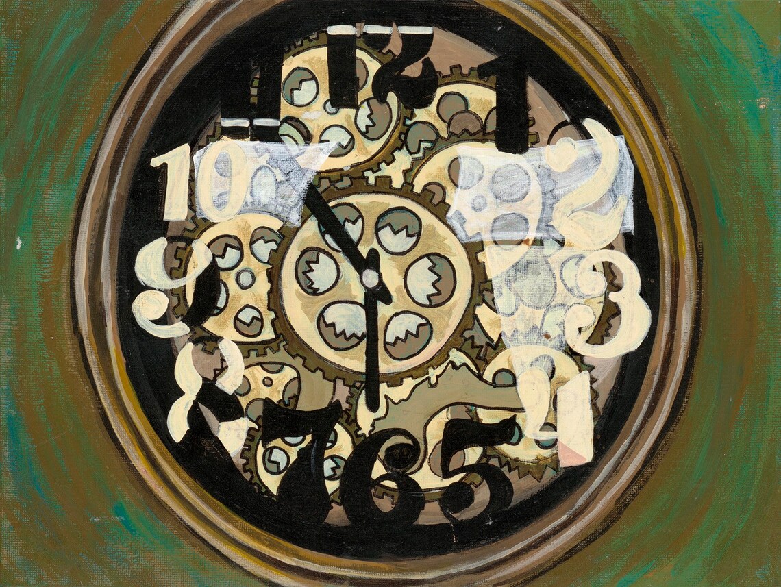 Antique Clock Art Print, Clock Artwork, Living Room Wall Decor ...