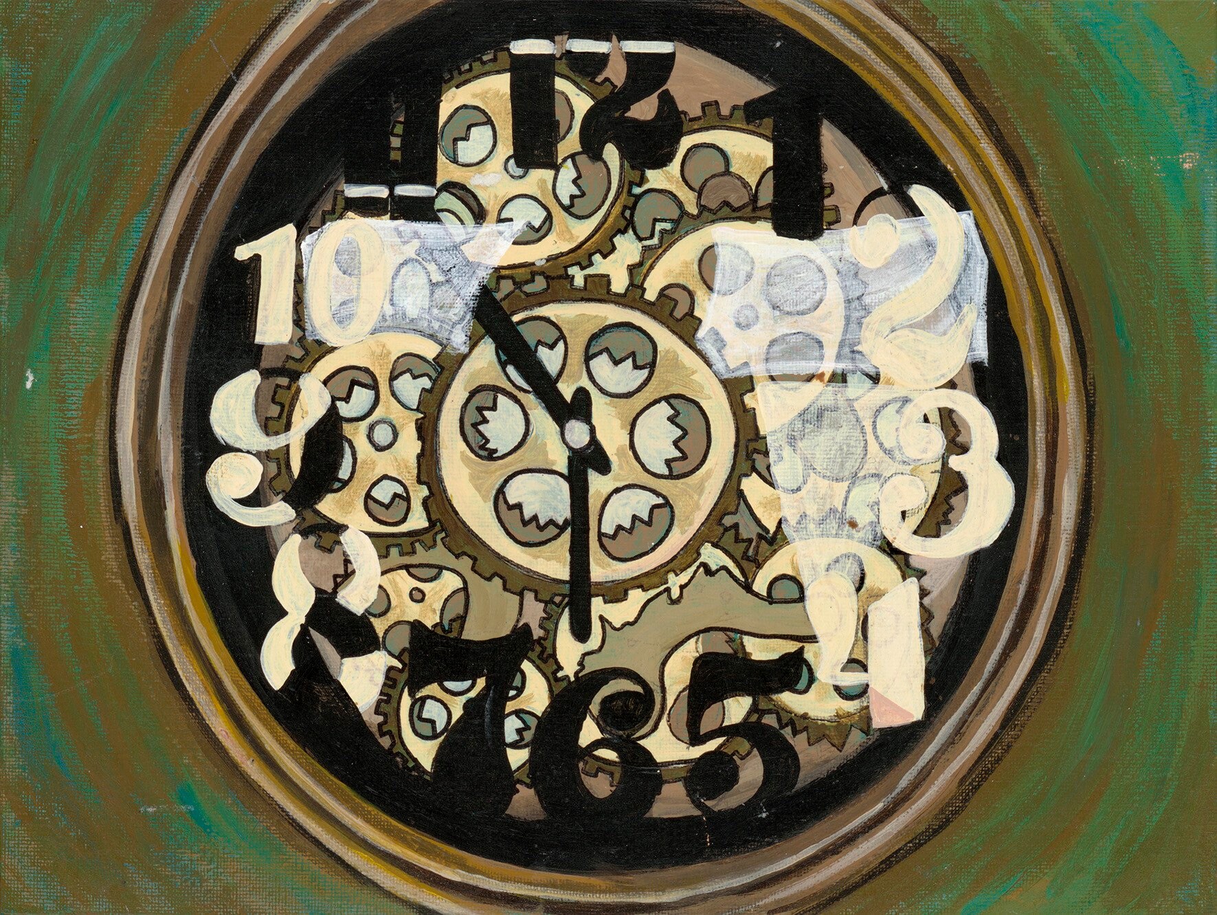 Antique Clock Art Print, Clock Artwork, Living Room Wall Decor ...